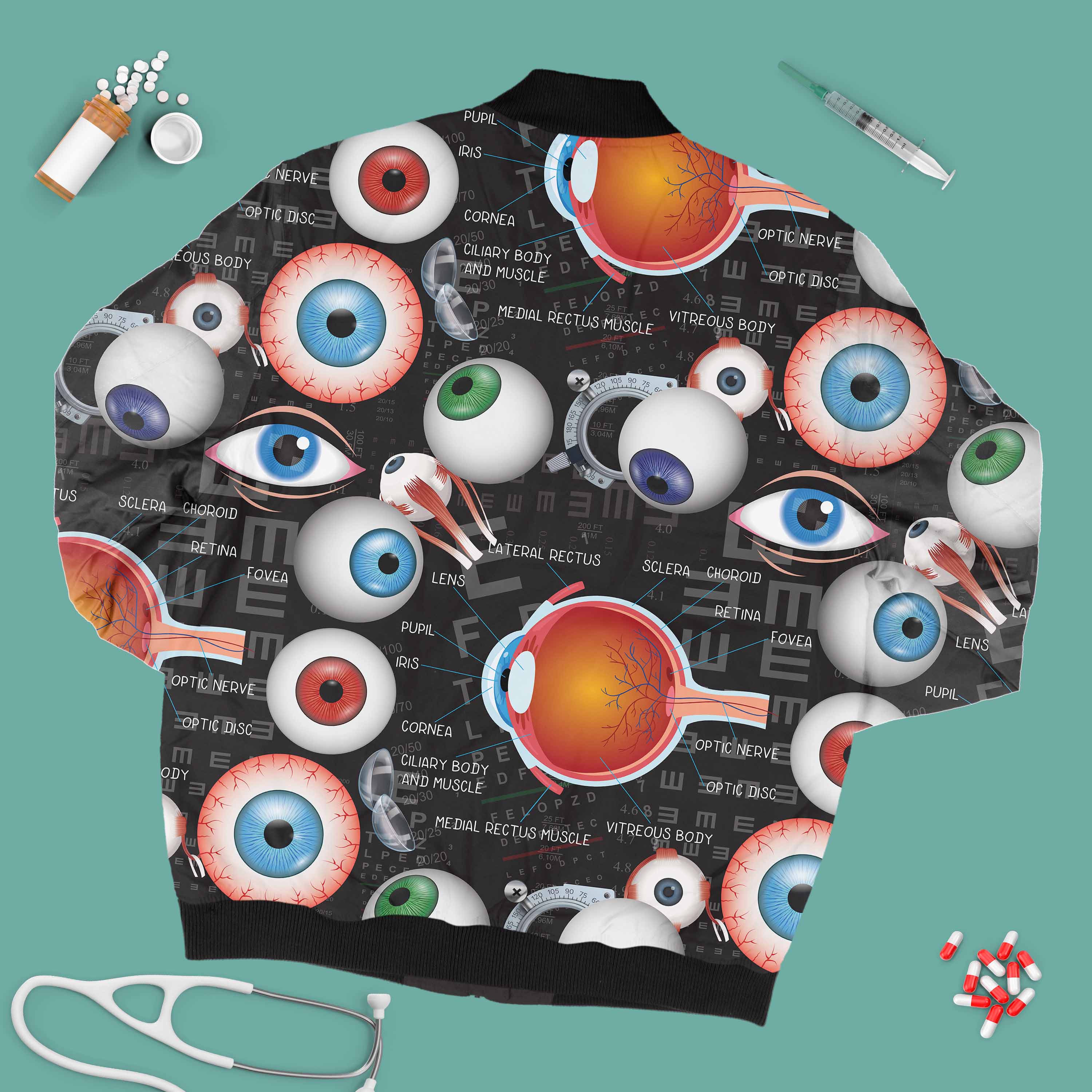 Eye Balls & Eye Anatomy - Unisex Printed Jacket - themanan.in – The Manan