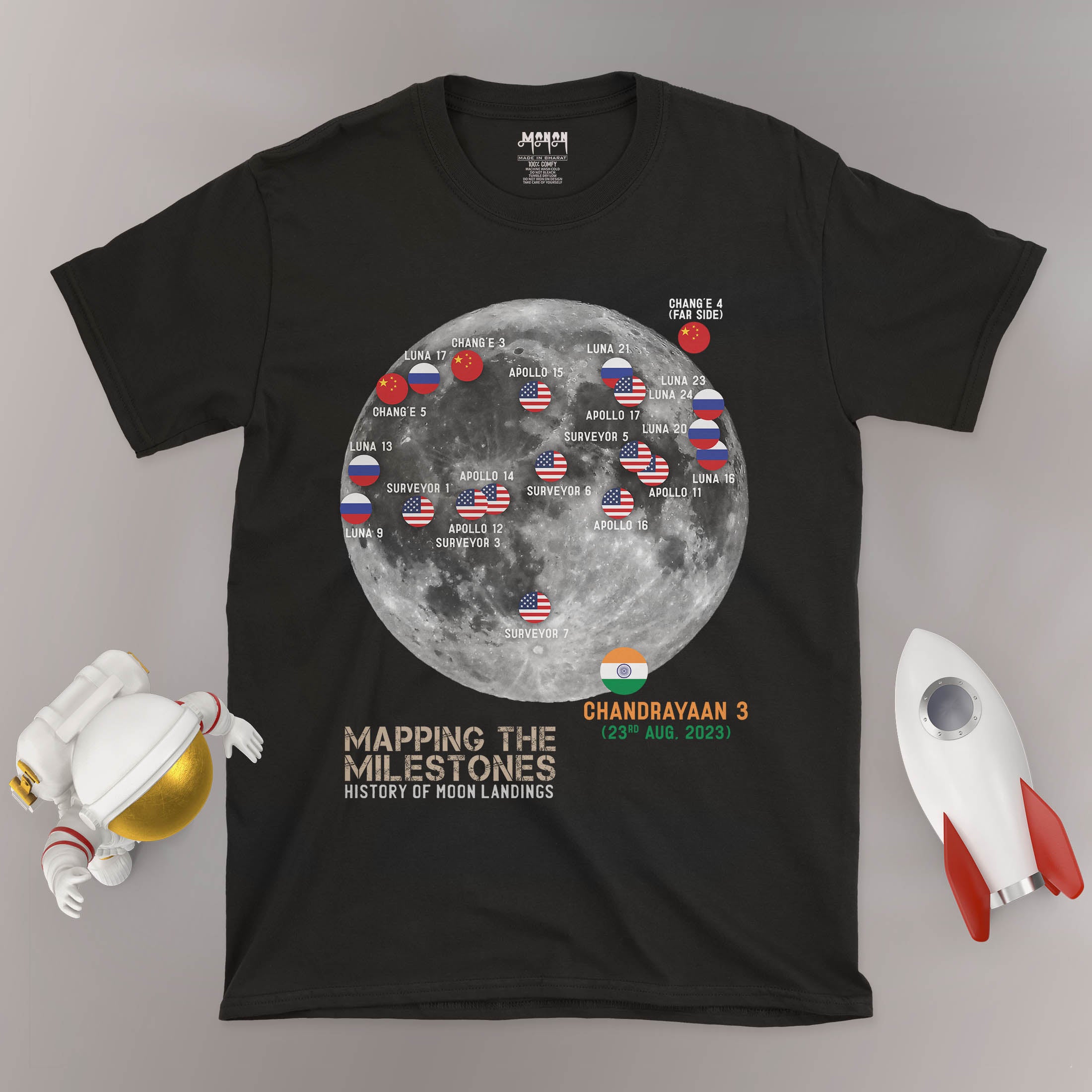 History Of Moon Landings - Unisex T-shirt For Space Enthusiasts ...