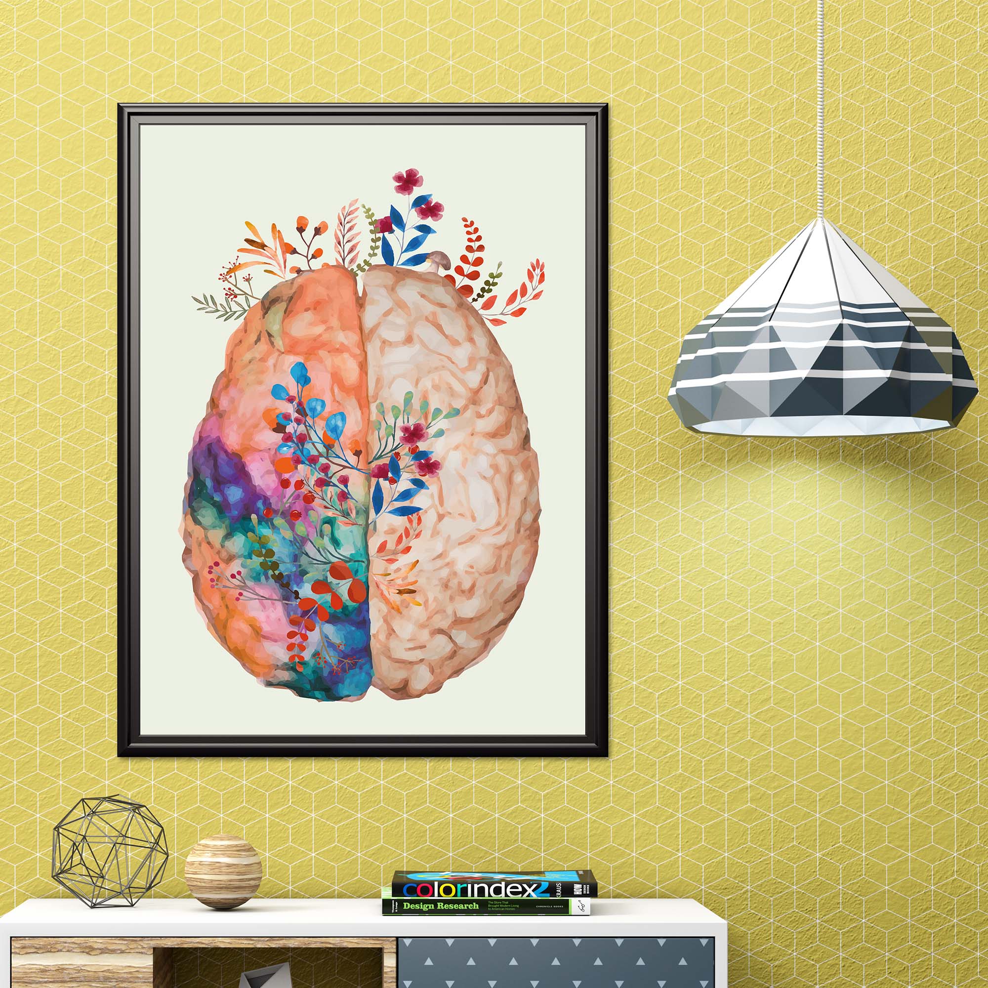 Floral Brain Art - Framed Poster For Clinics, Hospitals & Study Spaces ...